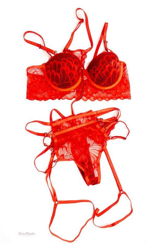 Katrina Colt Red Floral Complete Lingerie Set Fans Utopia