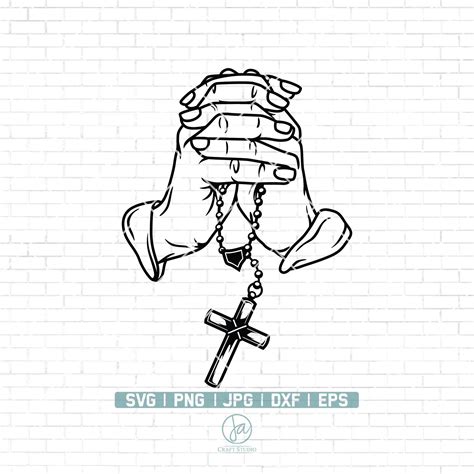 Hands With Rosary Svg Praying Svg Christian Religion Etsy Uk
