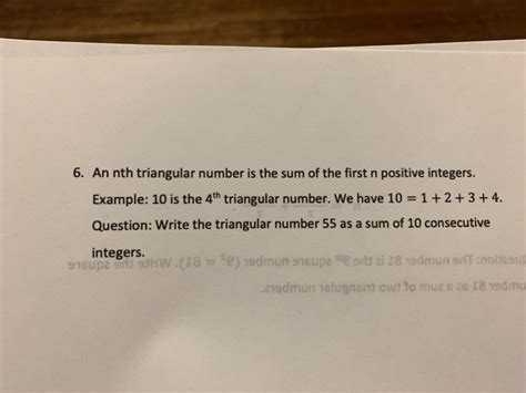 Solved 6 An Nth Triangular Number Is The Sum Of The First N