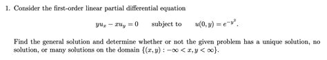 Solved 1 Consider The First Order Linear Partial