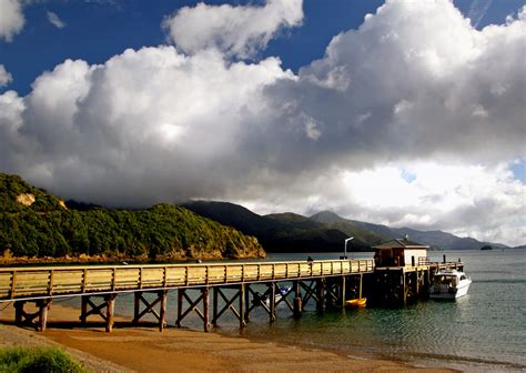 무료 이미지 바닷가 경치 바다 연안 자연 모래 대양 수평선 산 구름 하늘 햇빛 아침 육지 호수 교각 황혼 저녁 반사 만 둑 뉴질랜드