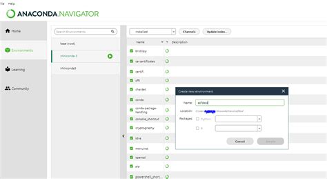 Can Not Selected Python Packages For Newly Created Environment In