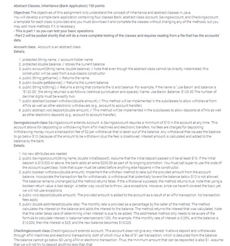 Solved Abstract Classes Inheritance Bank Application 150
