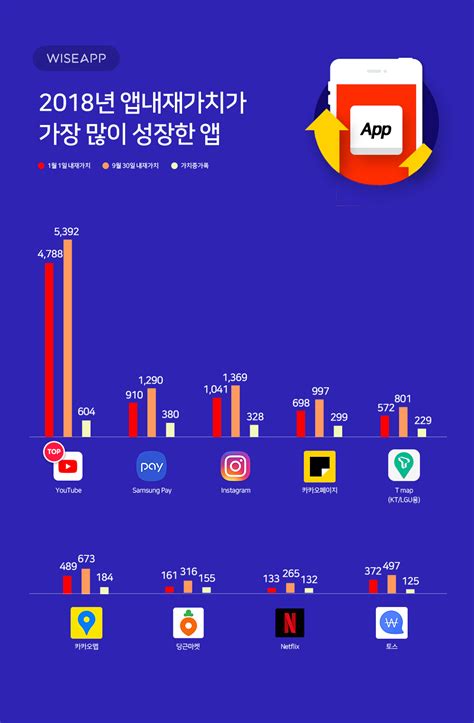 올해 내재가치가 성장한 앱은 유튜브 삼성페이 인스타그램 플래텀