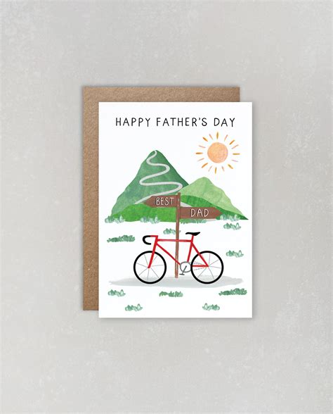 Happy Fathers Day Bike Card Best Dad Bicycle Dad Card Cycling