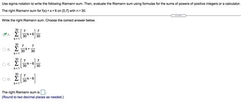solved use sigma notation to write the following riemann