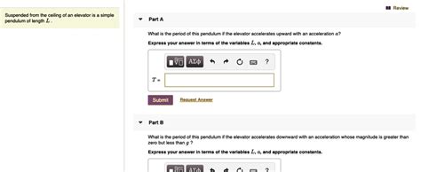 Solved Review Suspended From The Ceiling Of An Elevator Pendulum Of