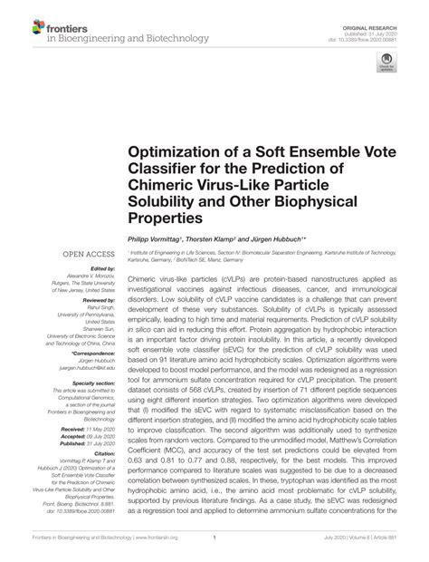 Pdf Optimization Of A Soft Ensemble Vote Classifier For The