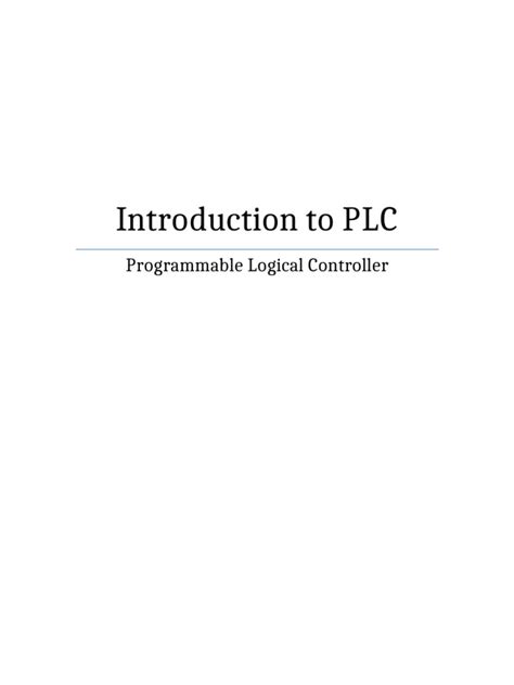 Plc Introduction Pdf Programmable Logic Controller Random Access