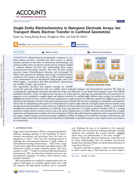 Pdf Single Entity Electrochemistry In Nanopore Electrode Arrays Ion