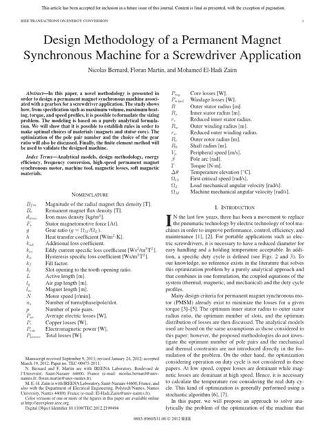 Design Methodology Of A Permanent Magnet Pdf Mathematical Optimization Heat Transfer