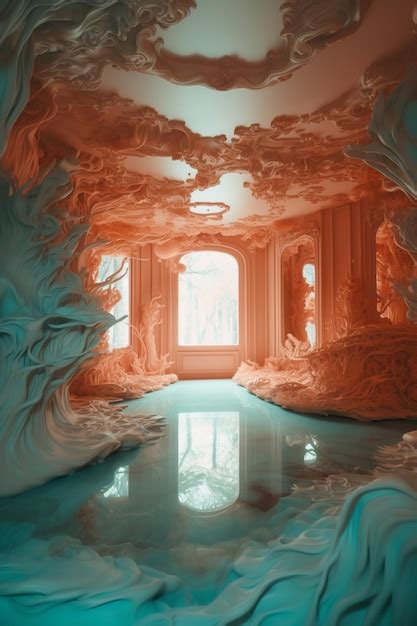 Premium Ai Image A Room With A Window And A Large Window That Saysthe Wordon It