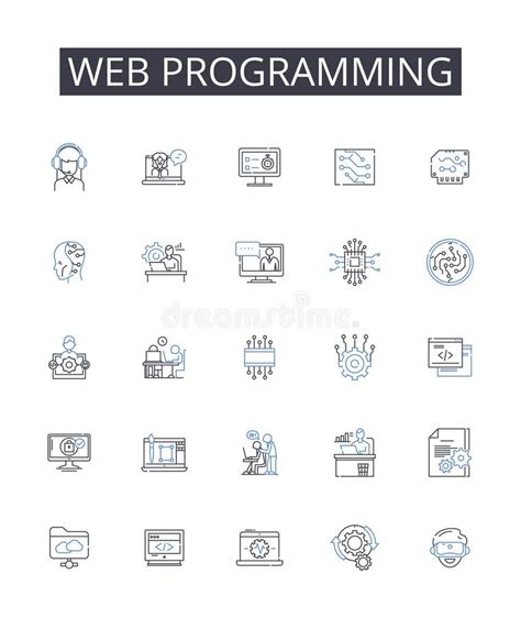 Web Programming Line Icons Collection Mobile Development Game Design