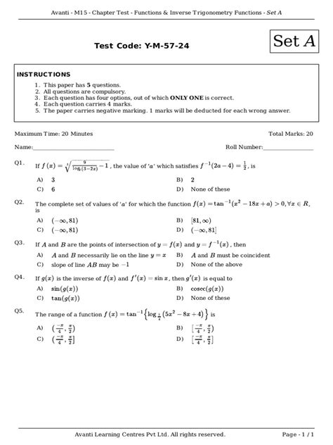 Hw 12m158 Operations On Inverse Trigonometry Function Jee Ques Pdf