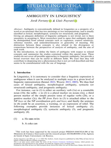 Ambiguity in Linguistics | PDF | Ambiguity | Linguistics