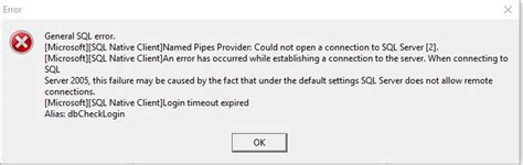 fms sql connection general sql error ﻿ mis systems