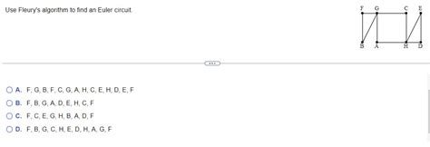 Use Fleurys Algorithm To Find An Euler Circuit A