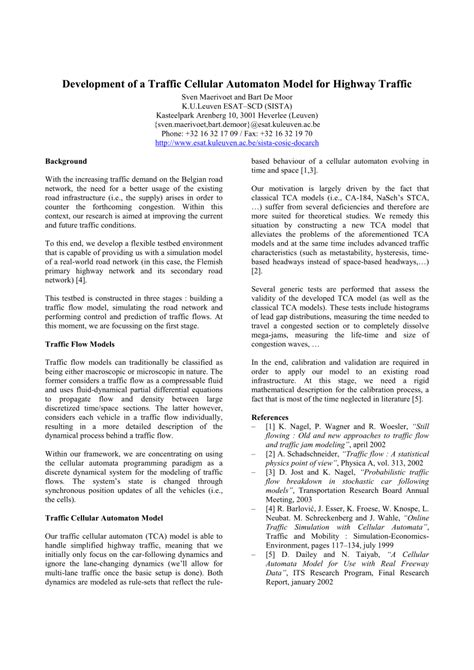 pdf development of an improved traffic cellular automaton model for
