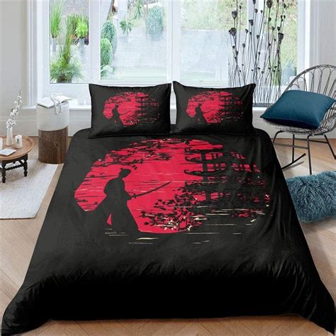 Amazon.com: GZDXD Samurai Bedding Set Sunset Duvet Cover,King Size ...