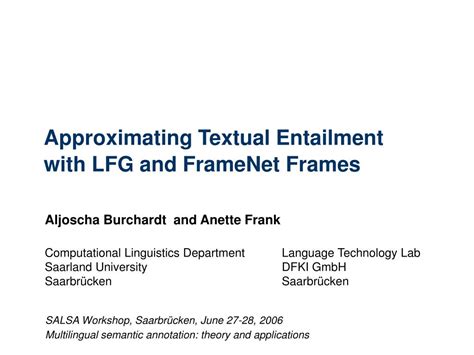ppt approximating textual entailment with lfg and framenet frames
