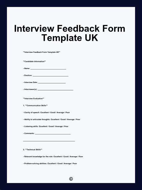 Interview Feedback Form Template Uk