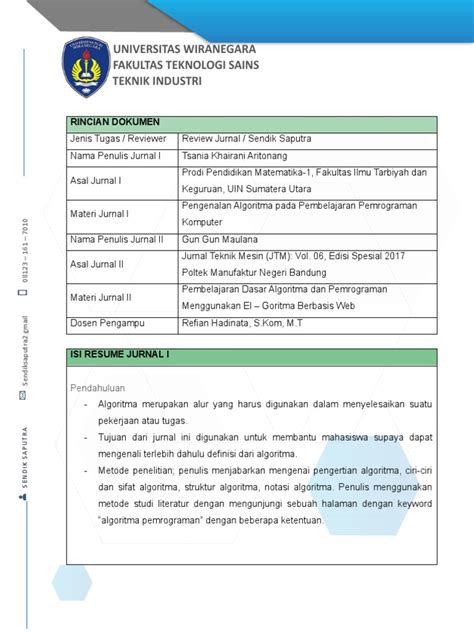 Review Jurnal Sendik Saputra Algoritma Dan Pemrograman 25092022 Pdf