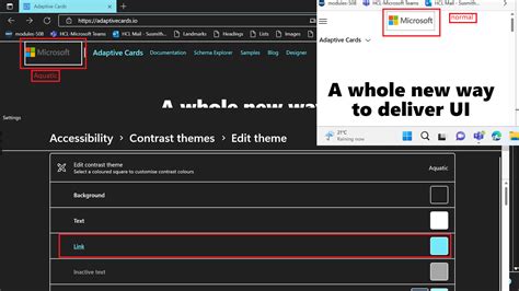 Adaptive Cards Microsoft Link Is Not Adopting The Aquatic Theme Of High Contrast Issue