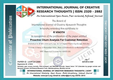 Vinoth Rajendran On Linkedin Honored To Receive My Journal Certificate