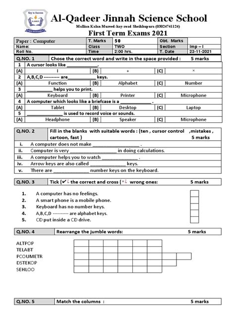 Computer Class 2 Pdf Computer Keyboard Personal Computers