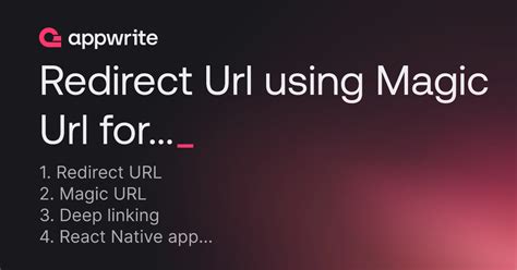 Redirect Url using Magic Url for deep linking to a RN App and Login - Threads - Appwrite