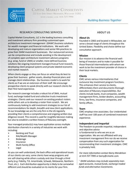 Cmc Rmc Research Consulting Overview Pdf