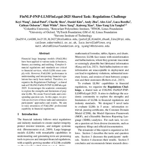 Finnlp Fnp Llmfinlegal 2025 Shared Task Regulations Challenge Acl Anthology