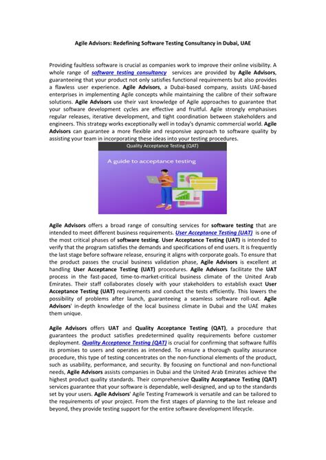 Ppt Agile Advisors Redefining Software Testing Consultancy In Dubai Uae Powerpoint