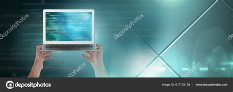 Hands Holding Laptop Coding Text Transition Stock Photo YAY Images
