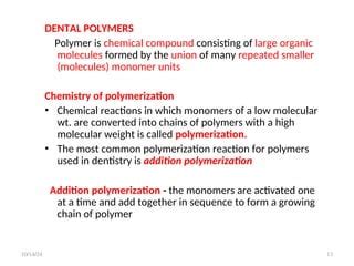 Acrylic Resins Polymer Application In Dentistry Ppt