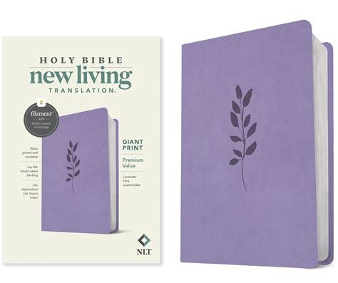 Nlt Giant Print Premium Value Bible Filament Enabled Leatherlike Lavander Vine Christian