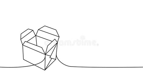 Wok Cardboard Box One Line Continuous Drawing Empty Cardboard Boxes Bags For Takeaway Food