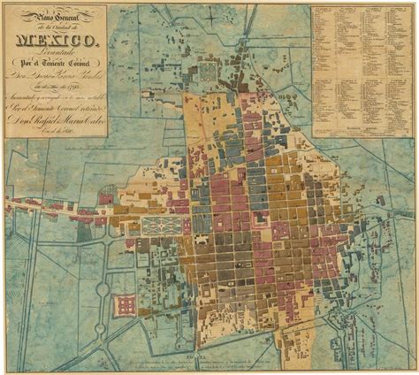Mexico City Map Print 1830 Old City Plan Fine Art Reproduction Etsy