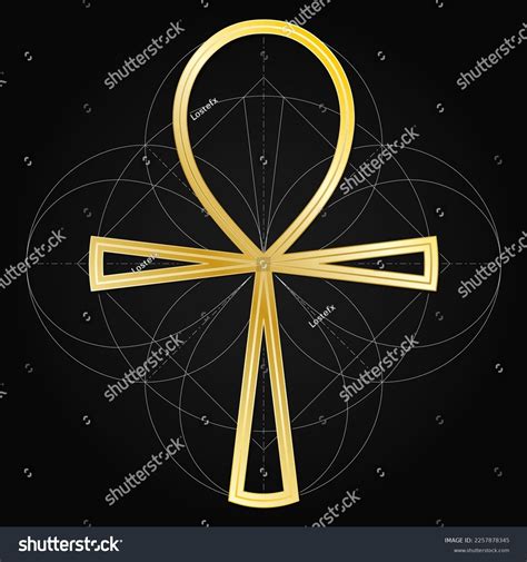 Ankh Ancient Egyptian Symbol Constructed Golden Stock Vector Royalty