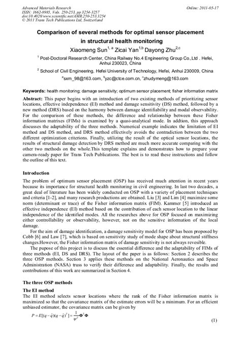 Comparison Of Several Methods For Optimal Sensor Placement In Structural Health Monitoring