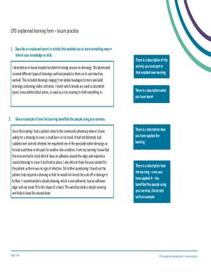 Fillable Online CPD Unplanned Learning Form Locum Practice Fax Email Print PdfFiller