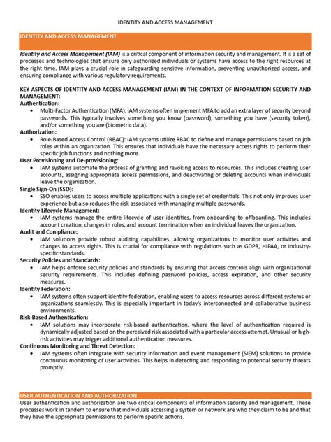 Identity And Access Management 1 Pdf Authentication Access Control