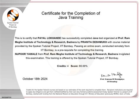 Payal Lokhande On Linkedin Java Iitbombay Spokentutorial Learning