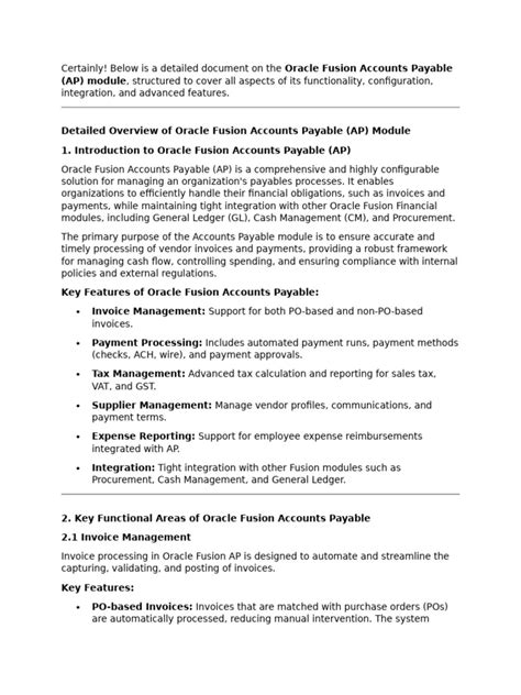 Oracle Accounts Payable Summary Pdf Accounts Payable Value Added Tax