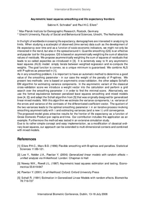 Pdf Asymmetric Least Squares Smoothing And Life Expectancy Frontiers