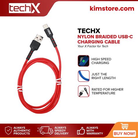 Techx Nylon Braided Usb C Charging Cable Usb Cord Data Transfer Pd Fast Shopee Philippines