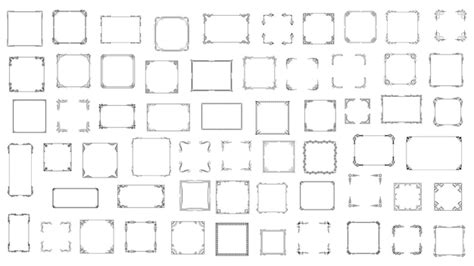 Premium Vector Big Set Black Simple Line Frame Collection Doodle