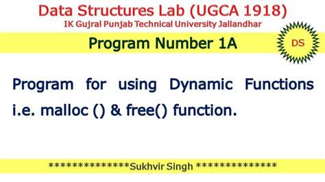 Ds Lab Part 1aprogram For Using Dynamic Functions Ie Malloc And