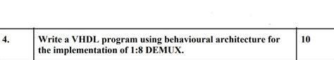 Solved Write A VHDL Program Using Behavioural Chegg