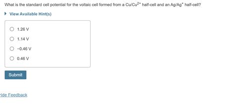 Solved What Is ﻿the Standard Cell Potential For The Voltaic
